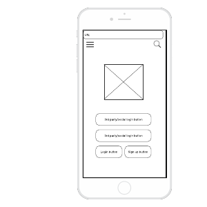 Mobile login or sign-up page wireframe