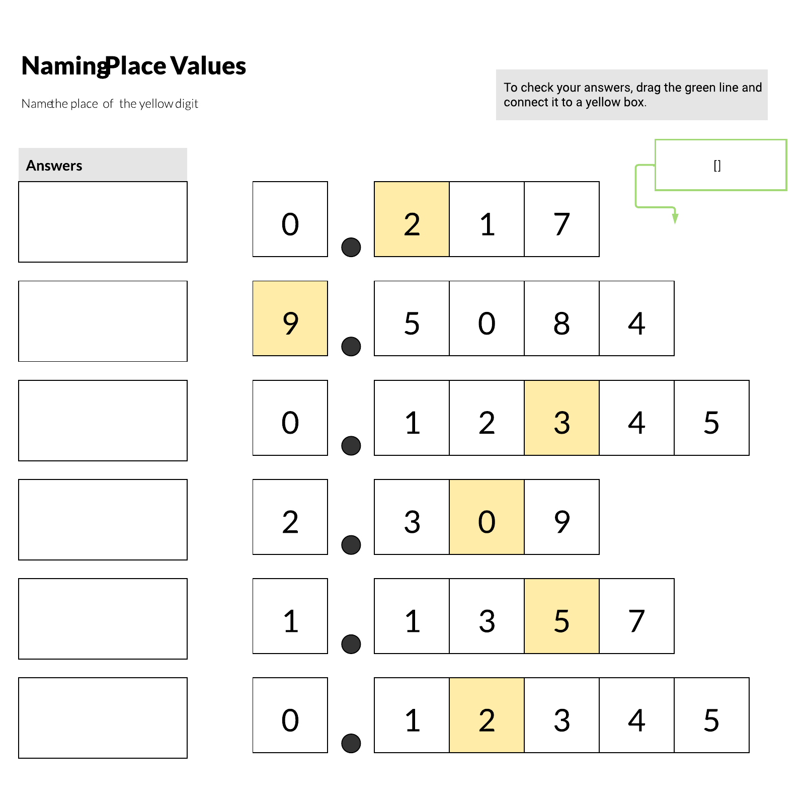 Naming Decimal Place Values Worksheet | Lucidchart