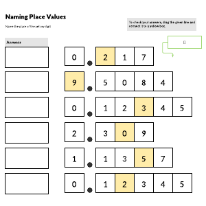 Naming Decimal Place Values Worksheet