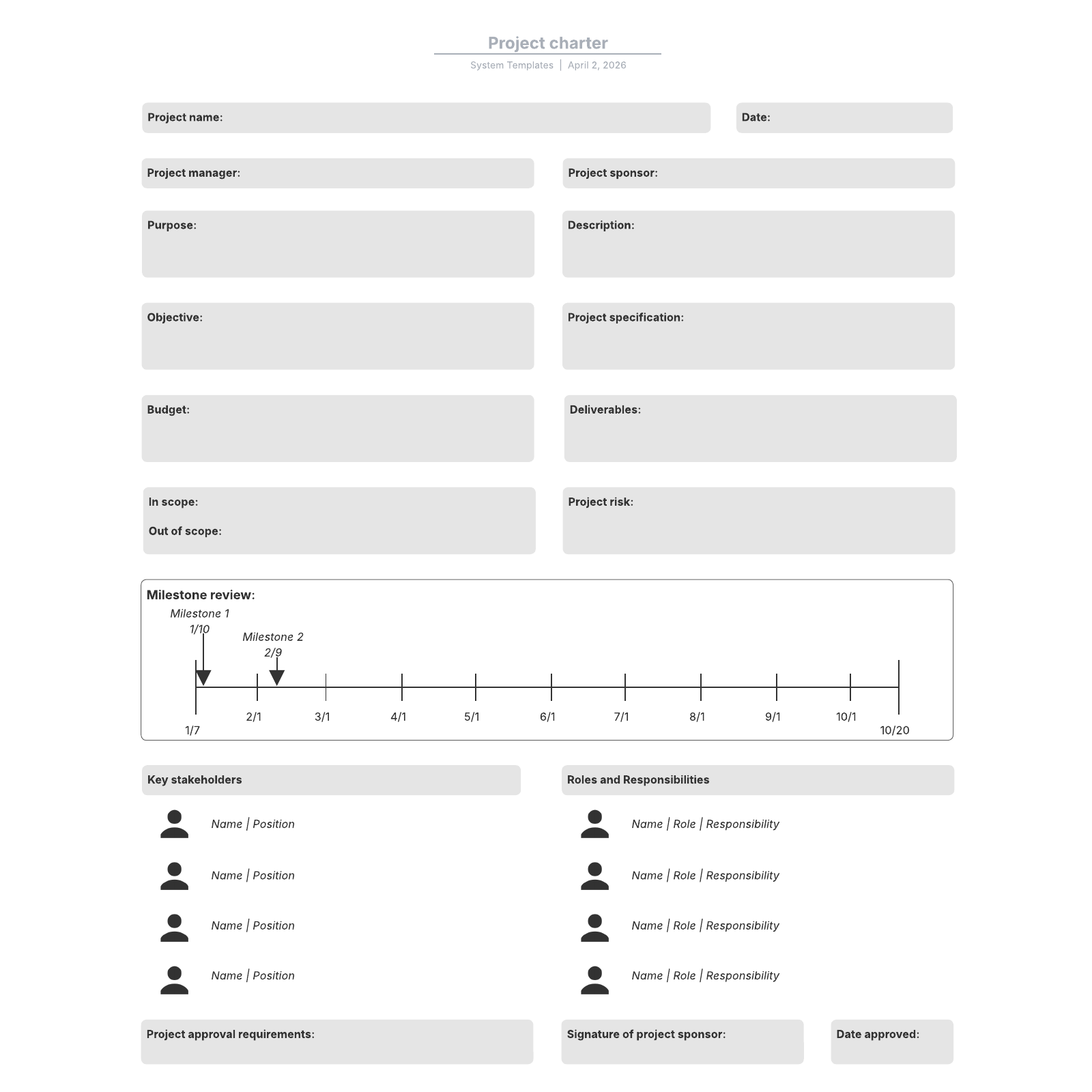 Project Charter Template Excel