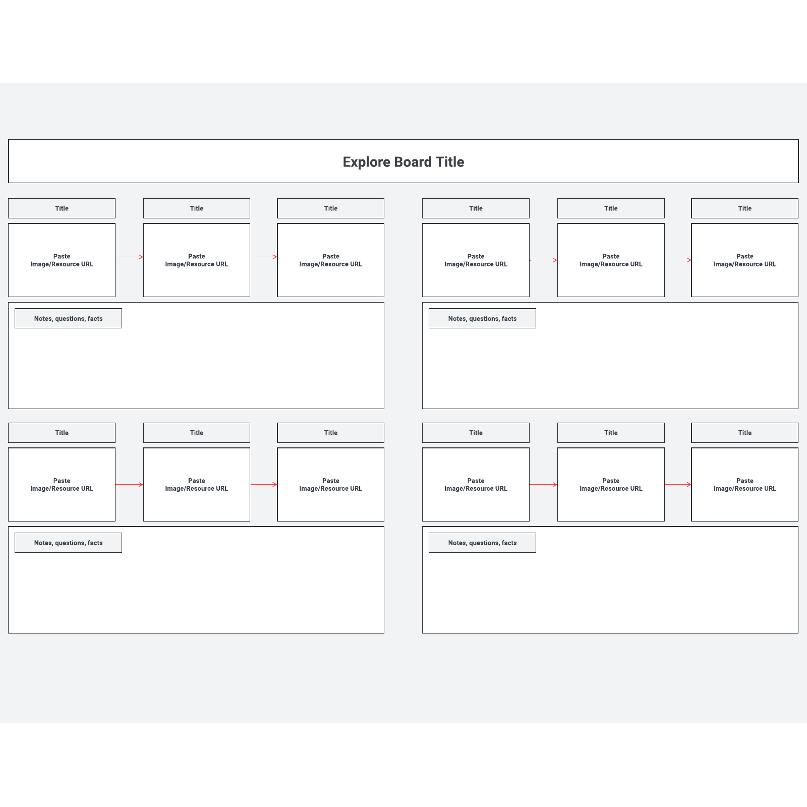 Explore board with multiple note sections | Lucidspark