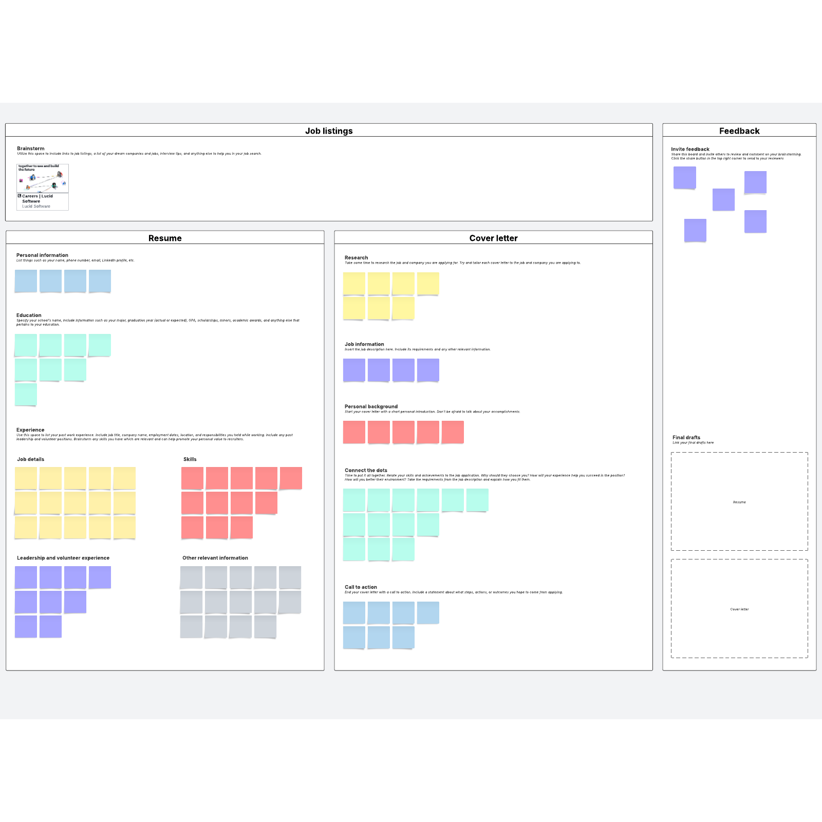 Resume and cover letter brainstorm | Lucidspark