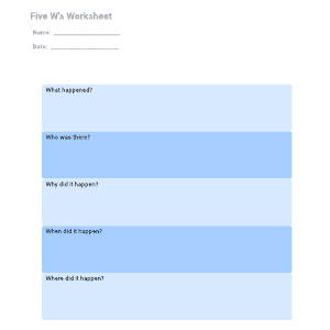 Five W's Worksheet