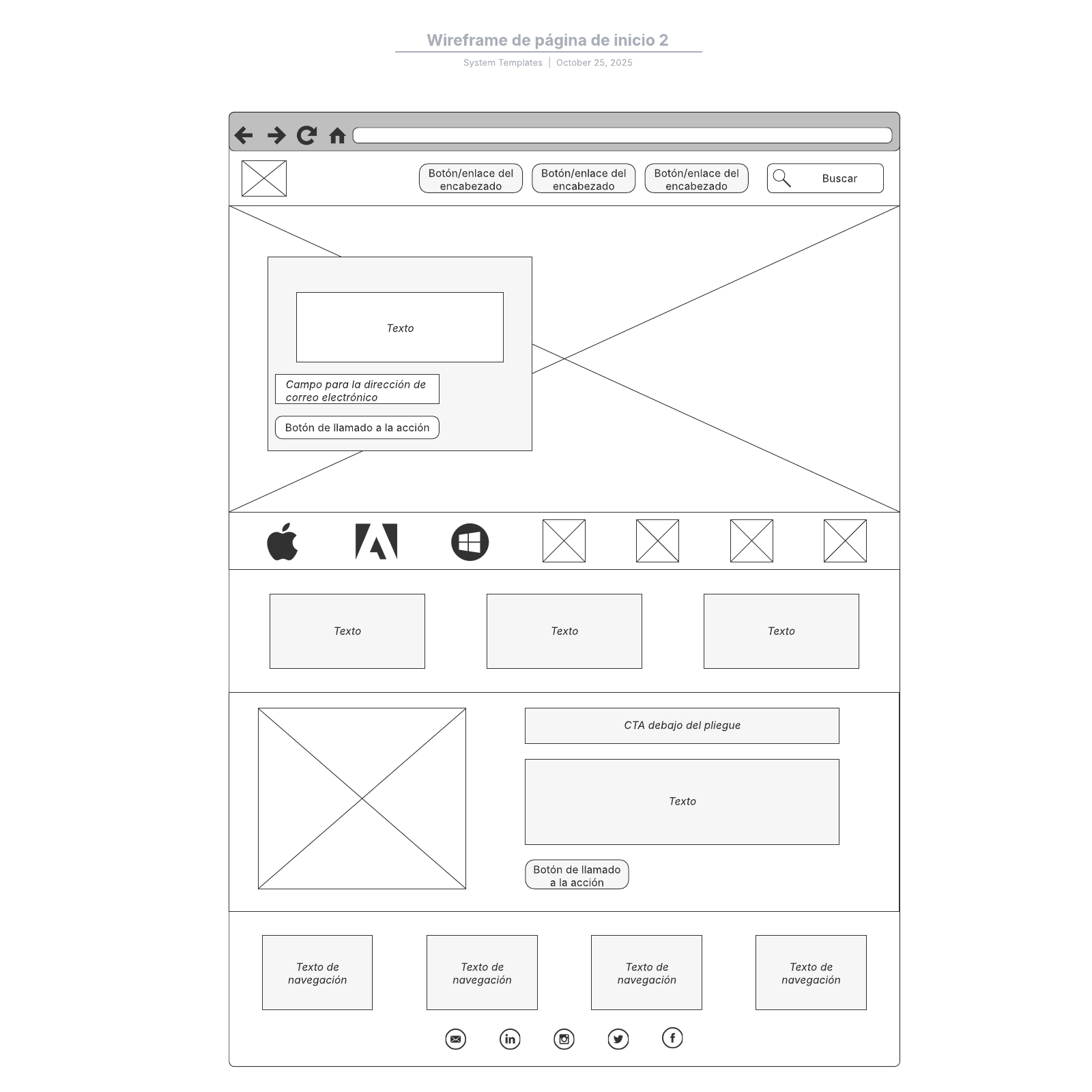 Wireframe de página de inicio 2 | Lucidchart